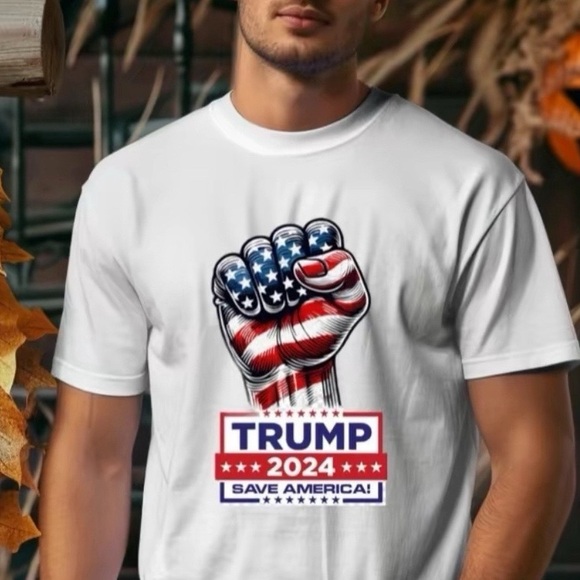 Shirts | Custom Trump 224 Fist In Red White Blue Nwot | Poshmark